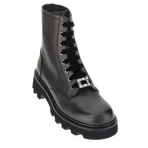 ROGER VIVIER Leather Viv' Rangers Truck Boots - Black