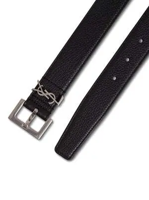 Saint Laurent Leather Belt With Logo Buckle