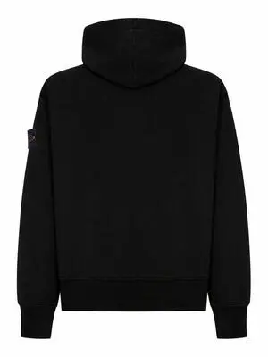Stone Island Cotton Zip-up Hoodie - Black