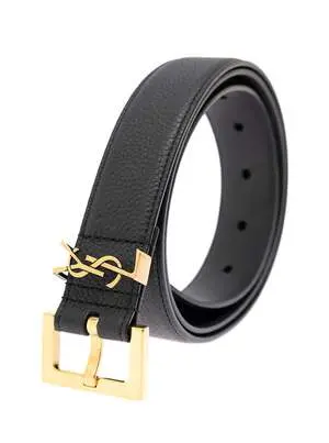 Saint Laurent Soft Leather Belt With Gold Metal Buckle
