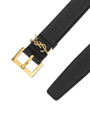 Saint Laurent Soft Leather Belt With Gold Metal Buckle