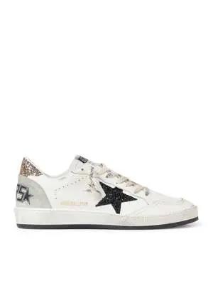 GOLDEN GOOSE Ball-star Sneakers In Leather And Glitter - Multicolor