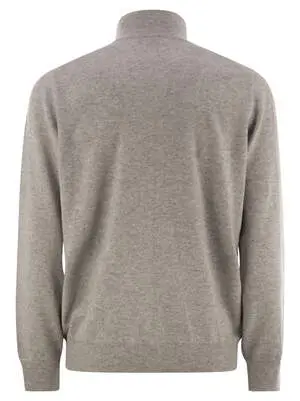 Brunello Cucinelli High-necked Cashmere Cardigan With Zip - Multicolor