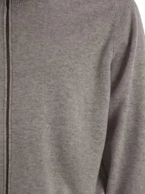 Brunello Cucinelli High-necked Cashmere Cardigan With Zip - Multicolor