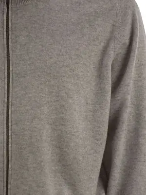 Brunello Cucinelli High-necked Cashmere Cardigan With Zip - Multicolor