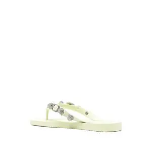 Balenciaga Crystal-embellished Rubber Flip-flops - Green