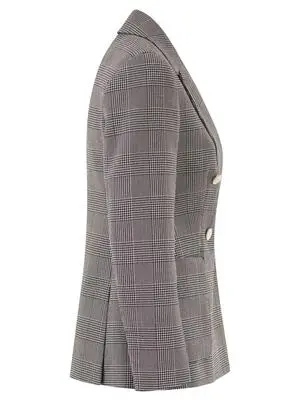 Max Mara Mxmaccordo Double-breasted Prince Of Wales Virgin Wool Blazer - Multicolor