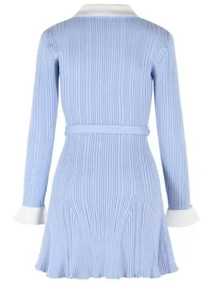 SELF-PORTRAIT Ribbed Viscose Blend Mini Dress