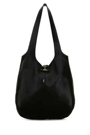 Chloé Suede And Leather Balloon Shopping Bag - Black