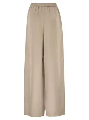 Max Mara Silk Wide-leg Trousers - Cream