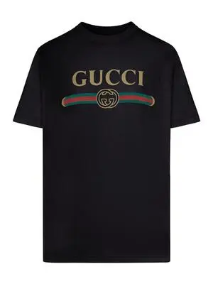 Gucci Cotton And Silk Jersey T-shirt With Print - Black