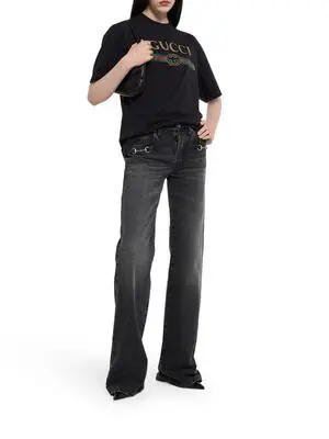 Gucci Cotton And Silk Jersey T-shirt With Print - Black