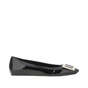 ROGER VIVIER Patent Leather Trompette Ballet Flats - Black
