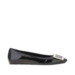 ROGER VIVIER Patent Leather Trompette Ballet Flats - Black