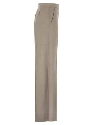 Max Mara Mxmnetto Pure Virgin Wool Prince Of Wales Trousers - Yellow