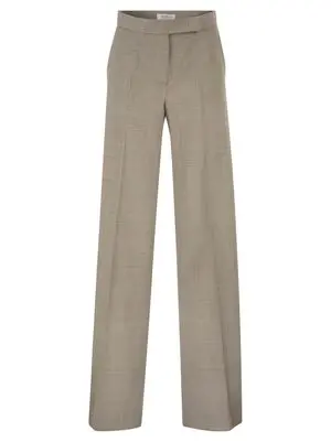 Max Mara Prince Of Wales Virgin Wool Trousers - Yellow