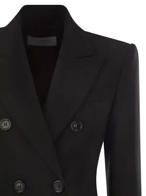 Sportmax Spxadamo Tailored Double-breasted Virgin Wool Blazer - Black