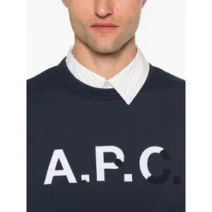 A.p.c. Logo Print Crew Neck Sweatshirt - Blue