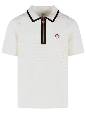 Casablanca Waffle Stitch' Wool Polo Shirt - White