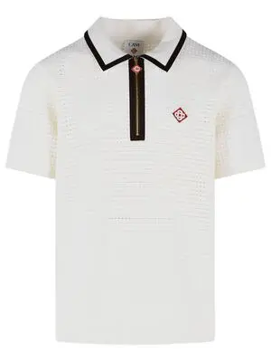 Casablanca Waffle Stitch' Wool Polo Shirt - White