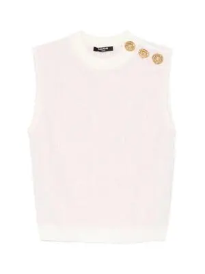 Balmain Sleeveless Top With Button - Multicolor