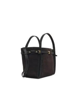 TOD'S T Signature Suede Shopping Bag - Brown
