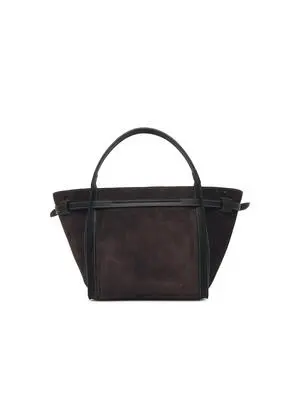 TOD'S T Signature Suede Shopping Bag - Brown