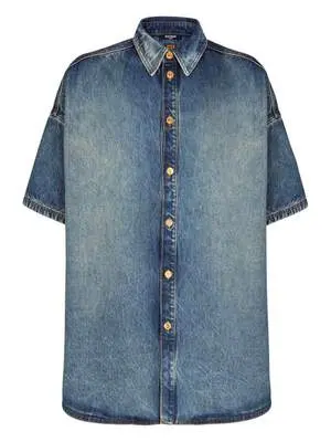 Balmain Short-sleeved Button-up Shirt - Blue