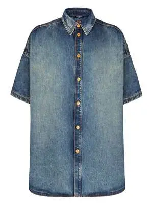 Balmain Short-sleeved Button-up Shirt - Blue