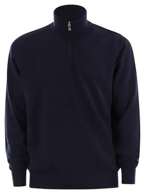 Brunello Cucinelli Cashmere Turtleneck Sweater With Zipper - Blue