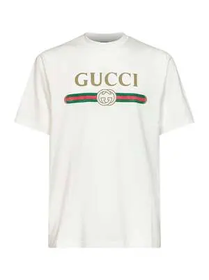 Gucci Chalk Printed Silk Blend Jersey T-shirt - Multicolor