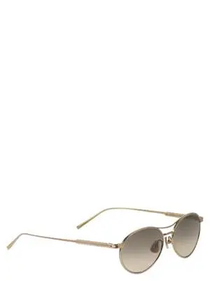 Brunello Cucinelli Titanium Aviator Sunglasses With Crystal Lenses
