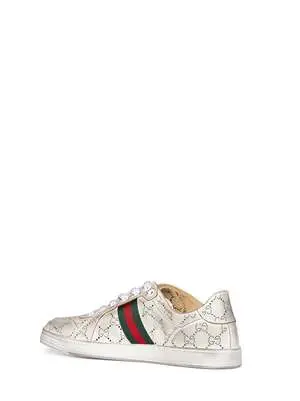 Gucci White Laser-cut Gg Leather Stretch Low-top Sneakers - Multicolor