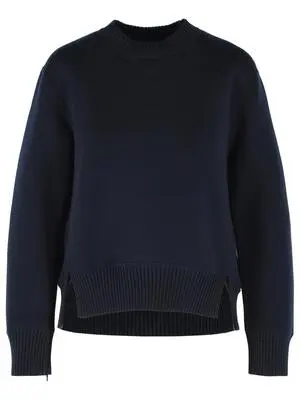 Sacai White Cotton Blend Sweater - Blue