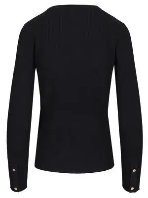 Max Mara Disegno Wool Rib Crewneck Long Sleeve - Blue