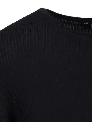 Max Mara Disegno Wool Rib Crewneck Long Sleeve - Blue