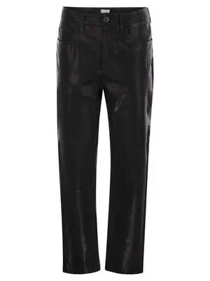 Brunello Cucinelli Wide Five-pocket Trousers In Smooth Nappa Leather - Black