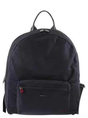 Kiton Technical Fabric Backpack With Logo - Blue
