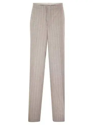 Tagliatore Adima Tailored Virgin Wool And Silk Pinstriped Trousers - Cream