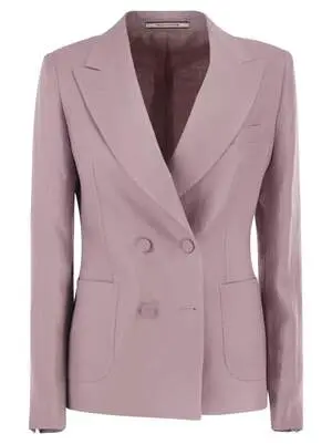 Tagliatore Double-breasted Linen Blazer - Pink
