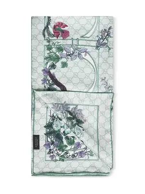 Gucci Green Printed Silk Twill Scarf