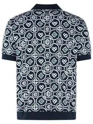 Casablanca Cc Monogram' Navy Cotton Polo Shirt