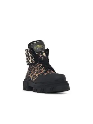 GANNI Leopard Print Fabric Boots - Brown