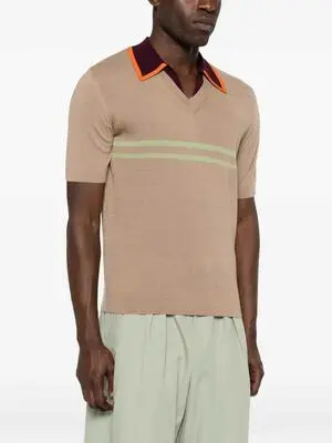 Dries Van Noten Striped Polo - Brown