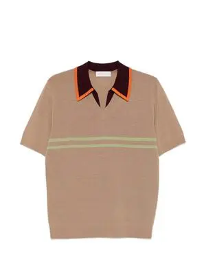 Dries Van Noten Striped Polo - Brown