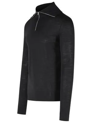 JIL SANDER Virgin Wool Blend Long Sleeve T-shirt - Black
