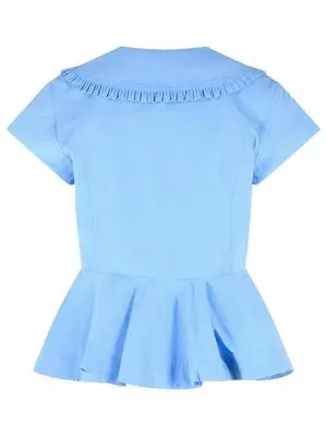 GANNI Light Cotton Poplin Blouse - Blue