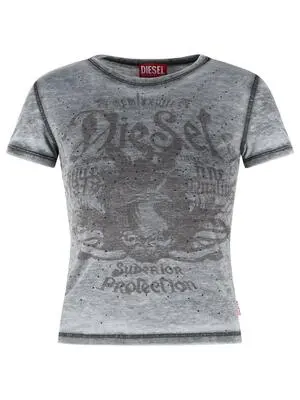 DIESEL® Grey Cotton Blend Jersey T-shirt - Gray