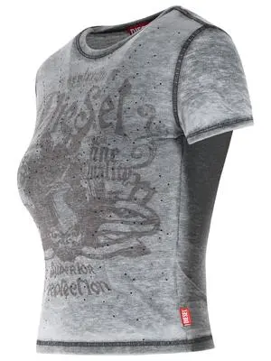DIESEL® Grey Cotton Blend Jersey T-shirt - Gray