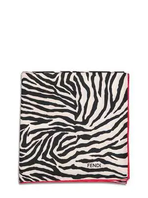 Fendi Silk Silk Scarf With Tiger Animalier Print - Multicolor